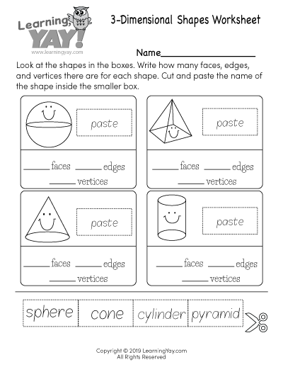 3 Dimensional Shapes Worksheet For 1st Grade Free Printable 